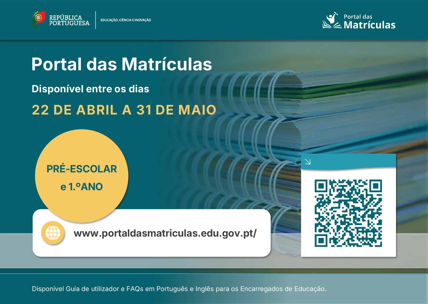 Prazos de matrícula para a Educação Pré-Escolar e para o 1.º ano do 1.º ...